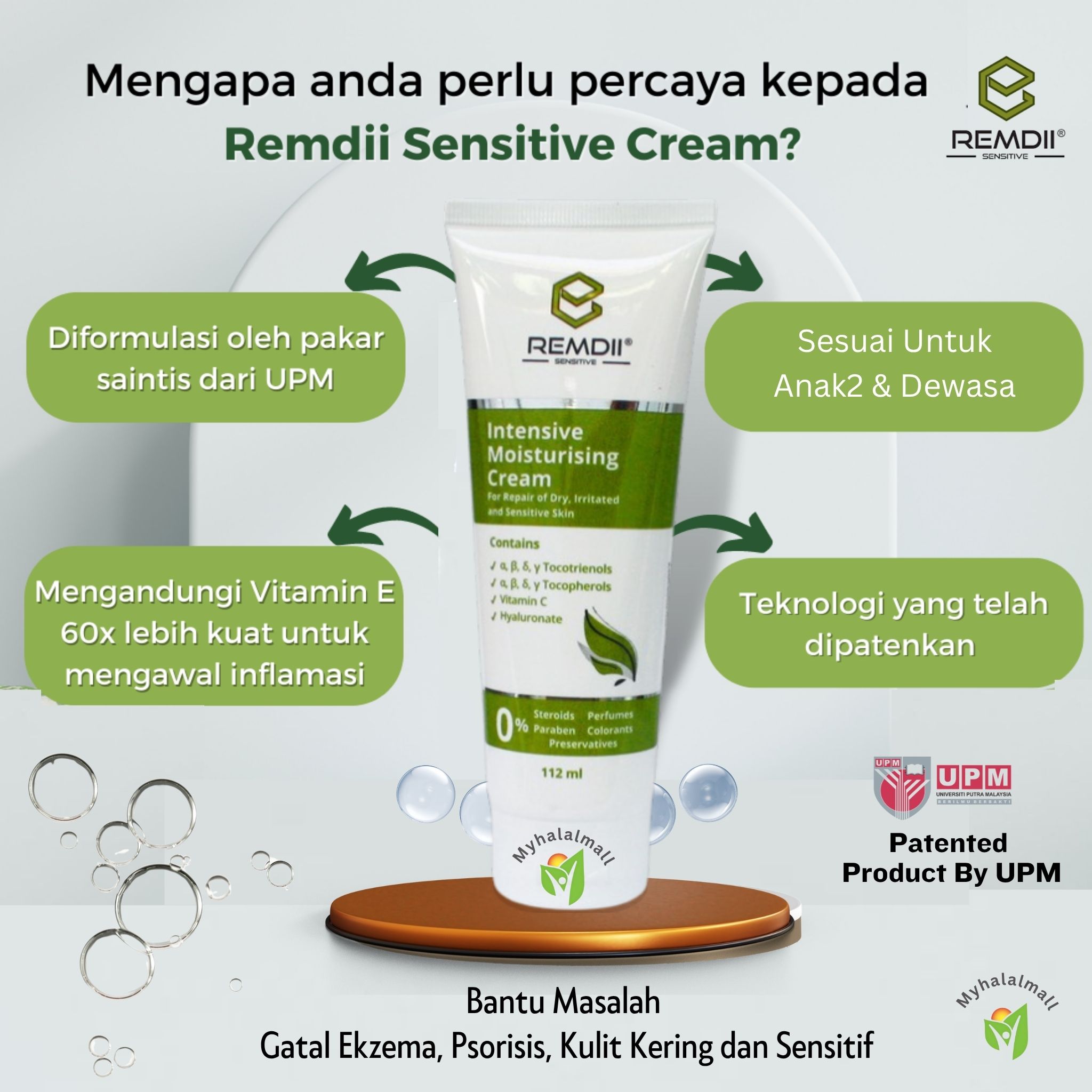 REMDII INTENSIVE MOISTURISING CREAM Krim Gatal Ekzema, Damage Skin ...