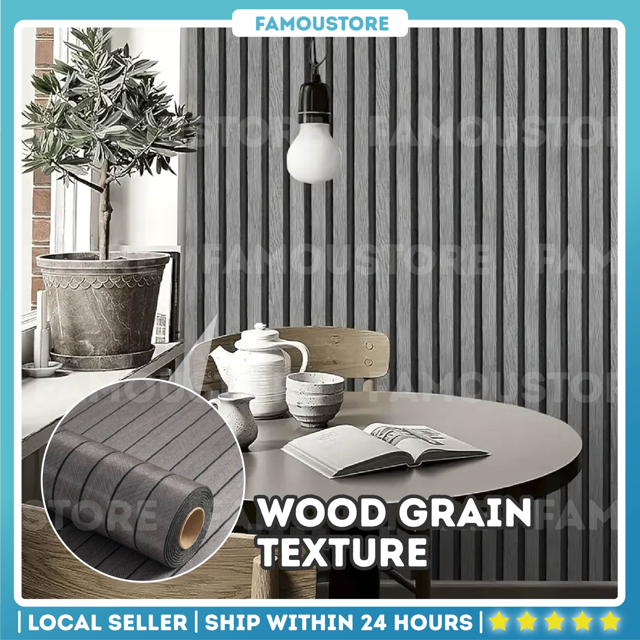 3D Stiker Dinding Kayu Moden Ruang Tamu 3D Wood Thick Foam Wallpaper ...