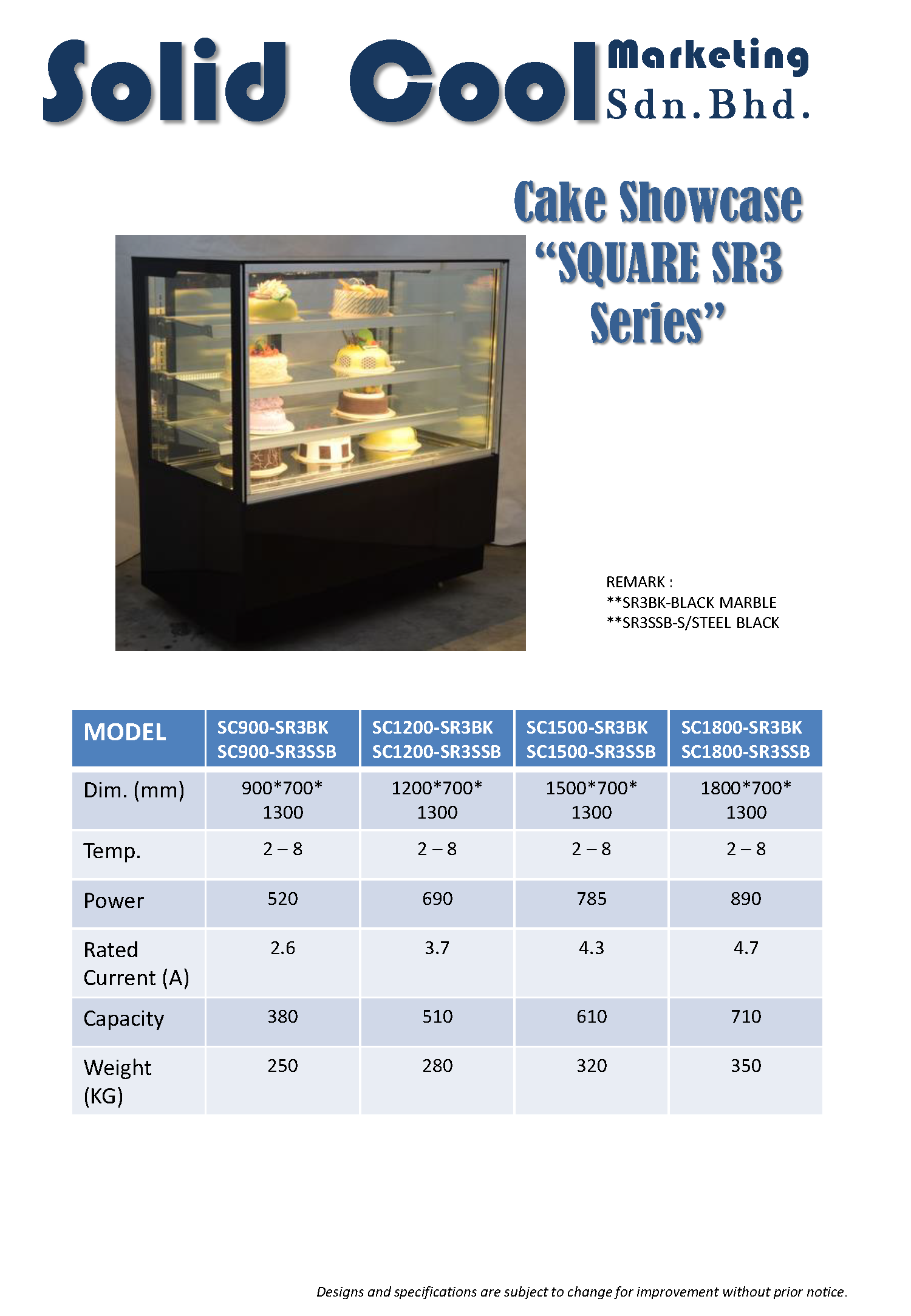 [ SOLID COOL ] CAKE SHOWCASE SQUARE 3FT 4FT 5FT 6FT BLACK MARBLE ...