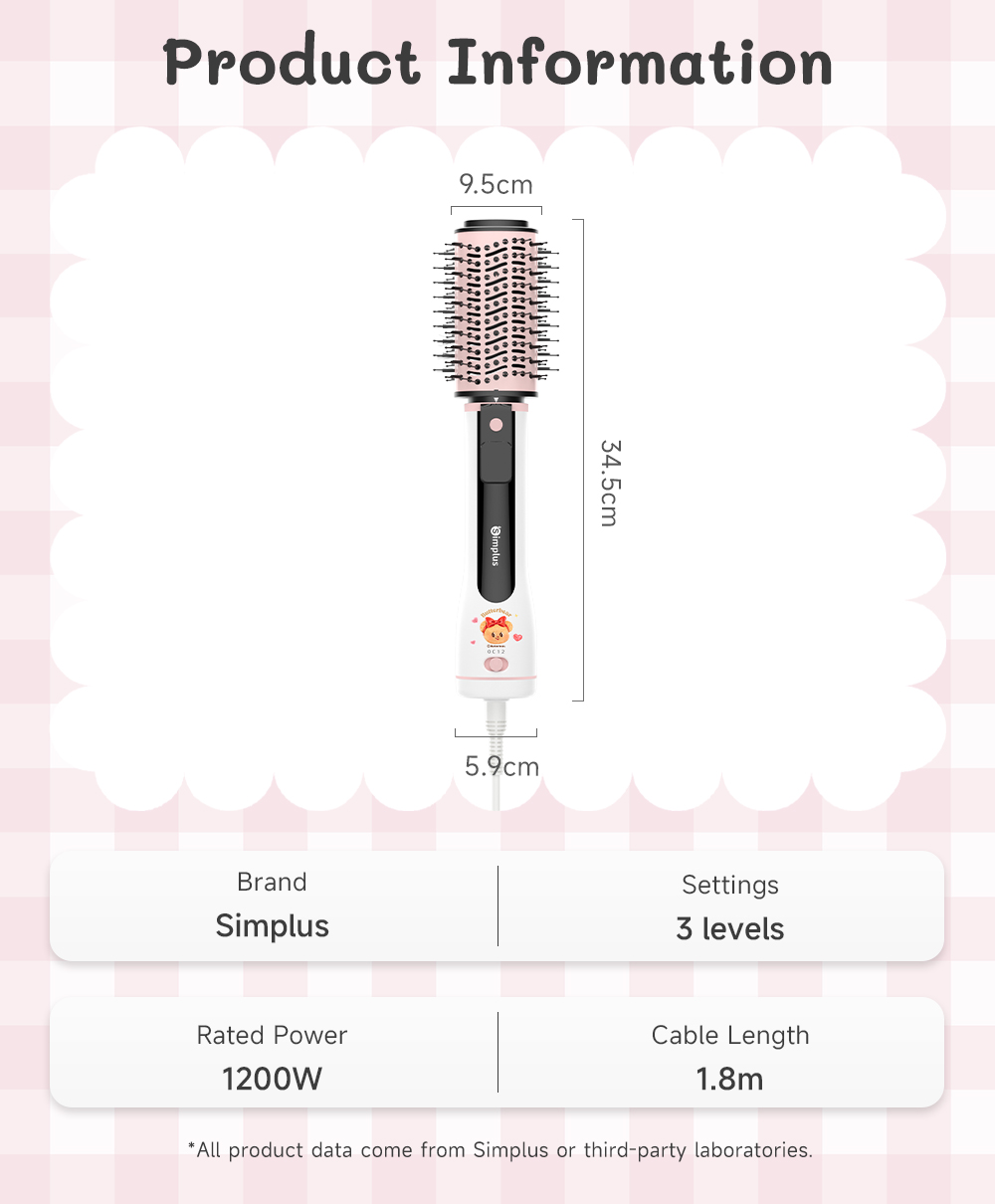 【Simplus×Butterbear】Hair Dryer Brush Dry & Wet 4-In-1 Styling Brush ...