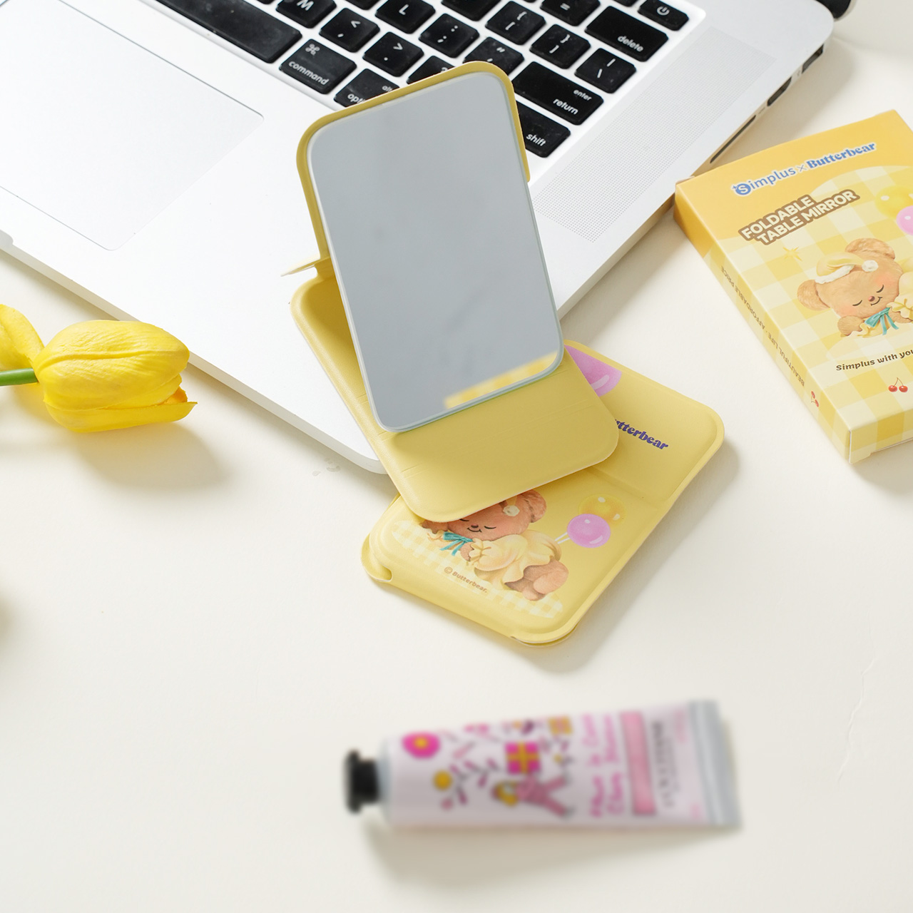 【Simplus×Butterbear】Portable Makeup Mirror Foldable&Standable Cute &Compact Ultra-Thin Travel ...