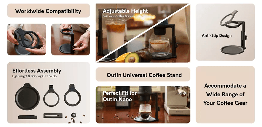 Outin Universal Coffee Stand with Adjustable Height- Suitable for OutIn ...