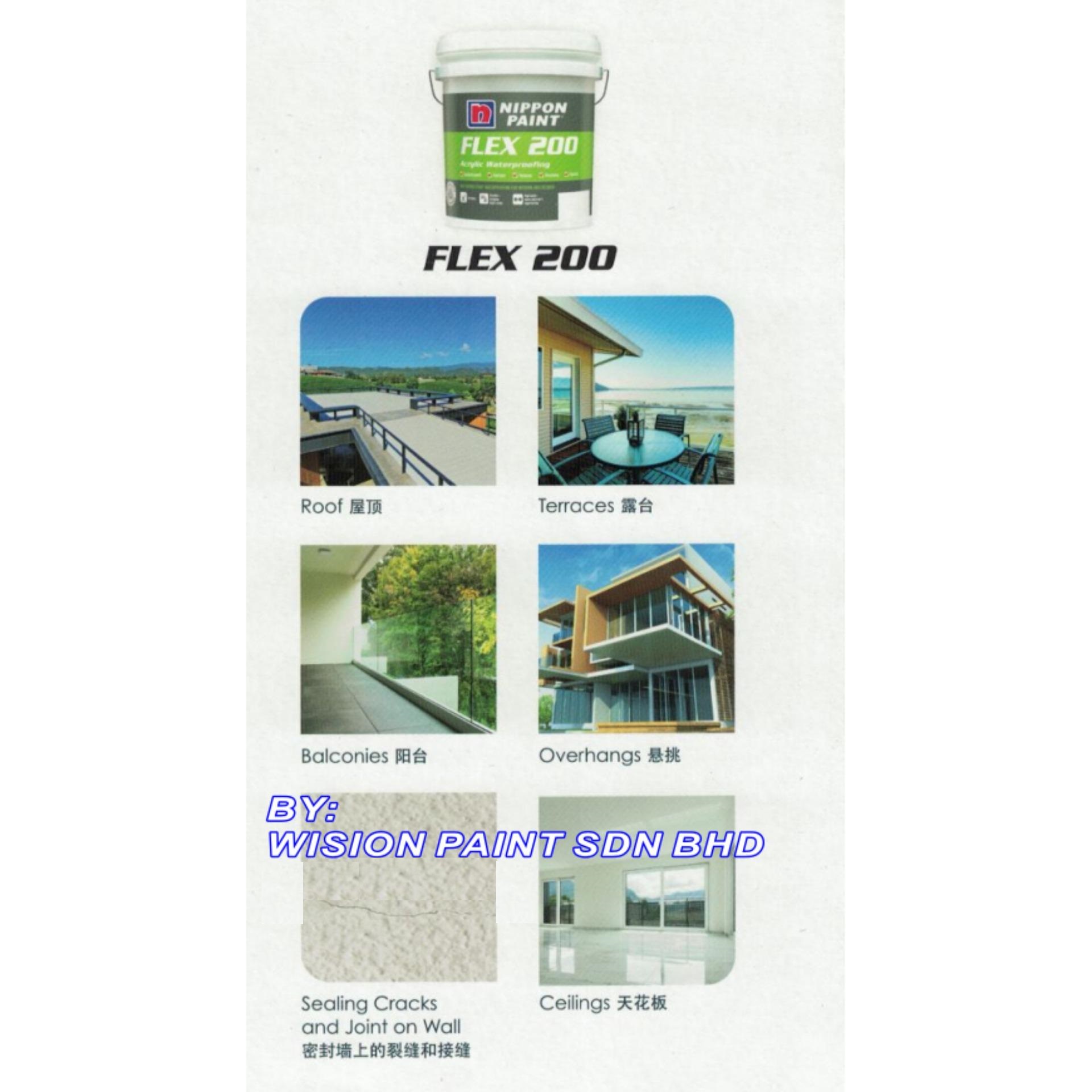 NIPPON Flex 200 Acrylic Waterproofing ( 5KG ) Roof & Wall Waterproof Paint Coating Cat Dinding ...
