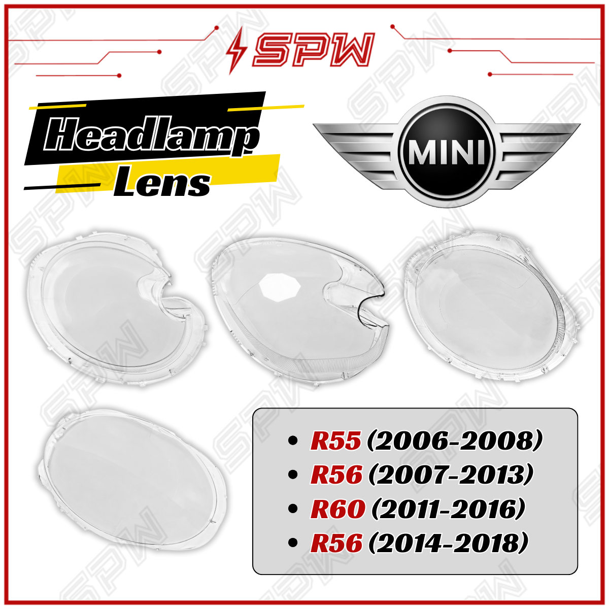 MINI R55 / R56 / R60 / F56 Clubman Countryman HEAD LAMP LENS COVER Head ...