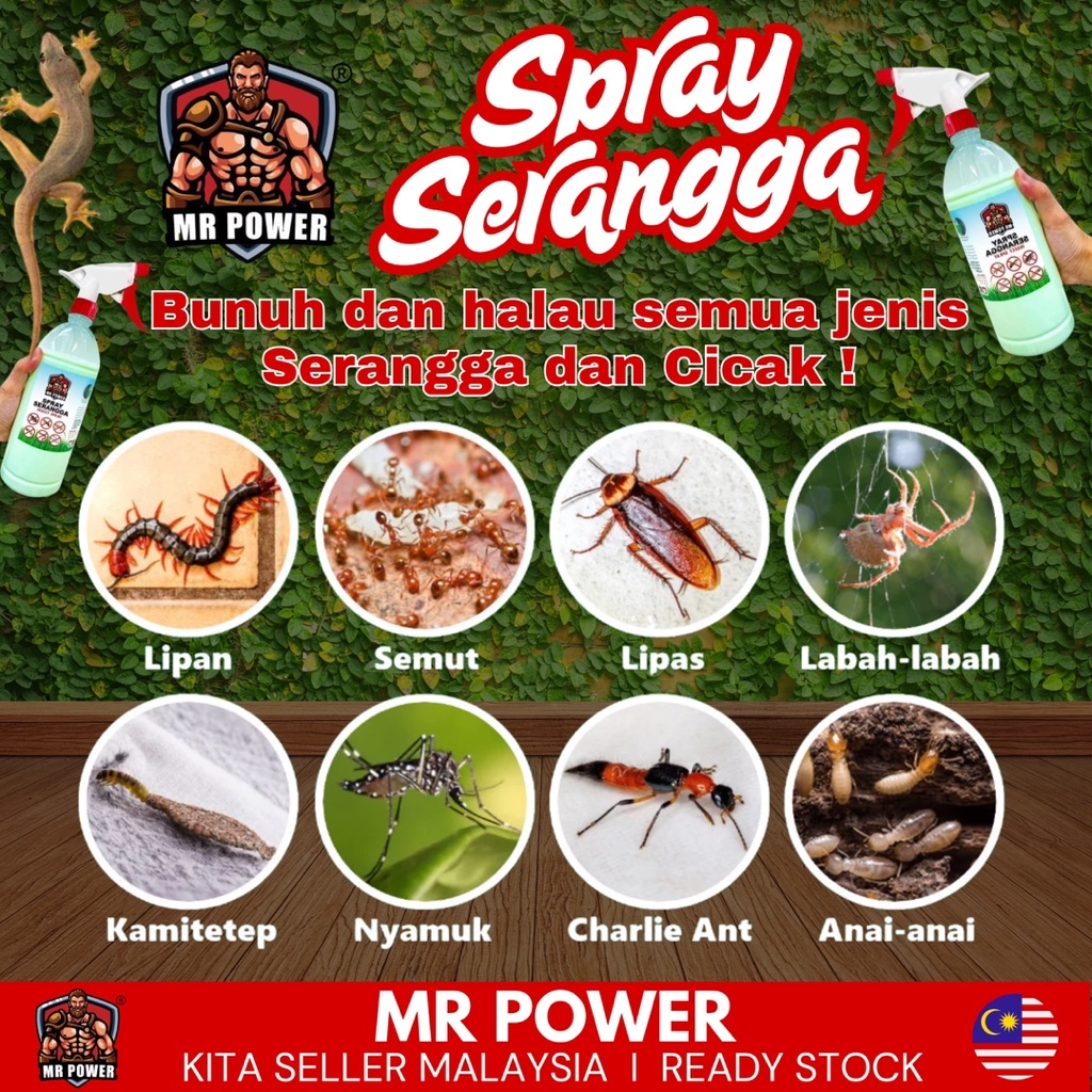 MR Power Insect Repellent Spray Cicak Lizard Lipas Lipan Anai-Anai Anti ...
