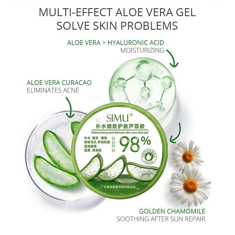 SIMU Aloe Vera Gel (300ml) - Moisturizing & Hydrating Acne Gel for Mild ...