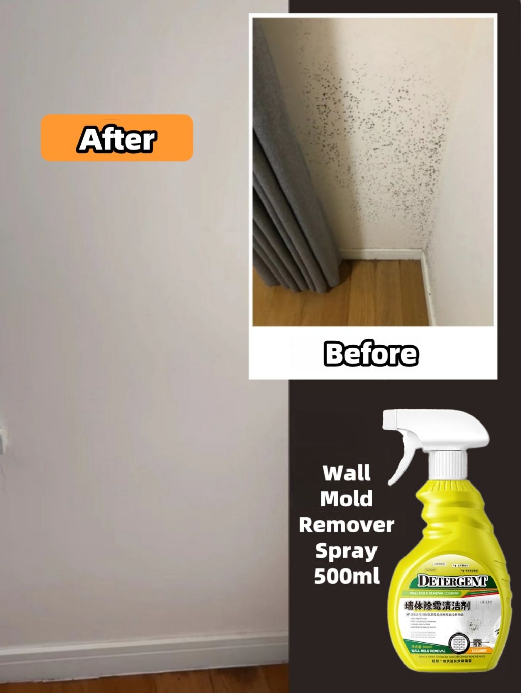 3-5 Minutes Wall Ceiling Mold Remover Spray 500ml Pembersih Kulat ...