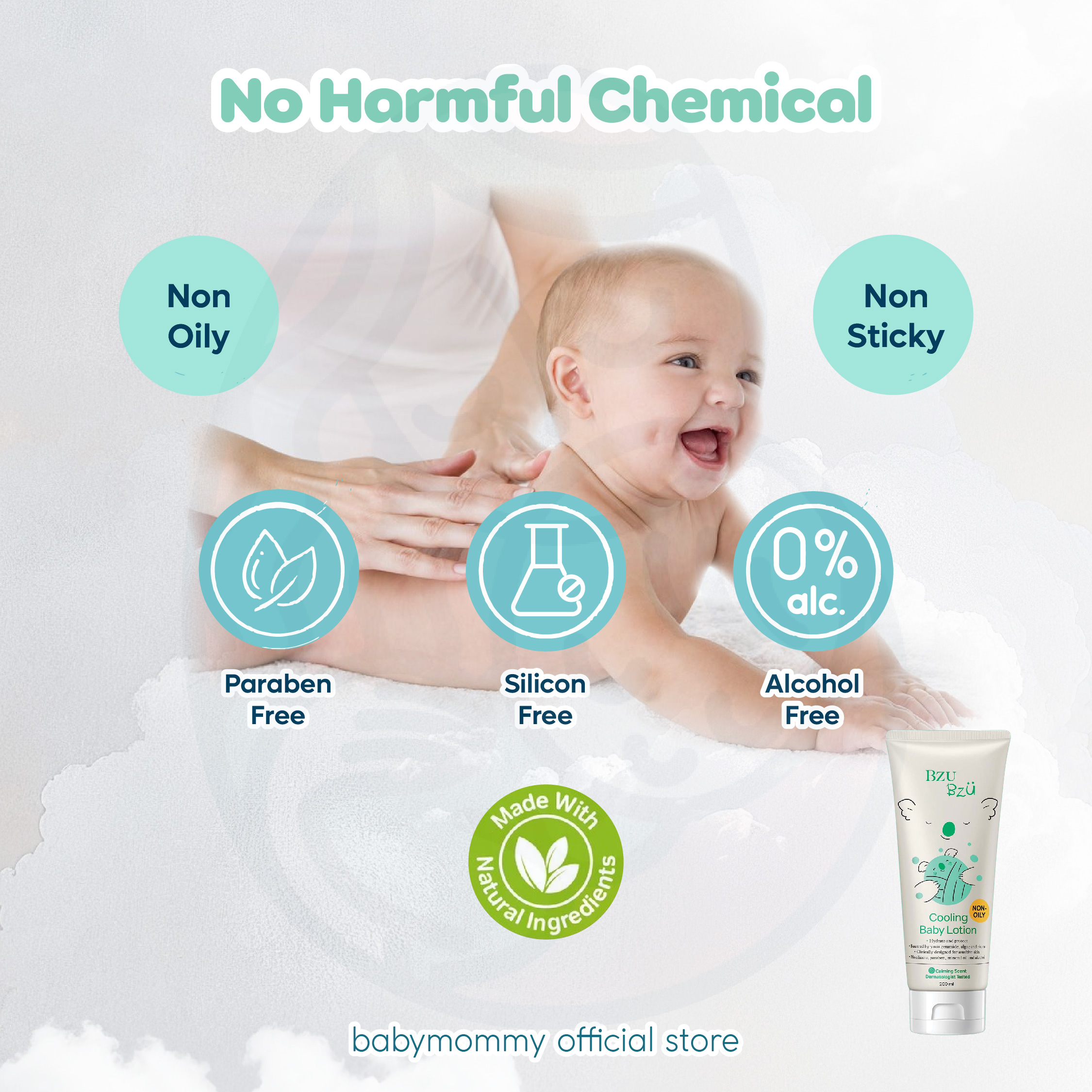 Babymommy👶BZU BZU Cooling Baby Powder with Puff 140g Cooling Baby ...