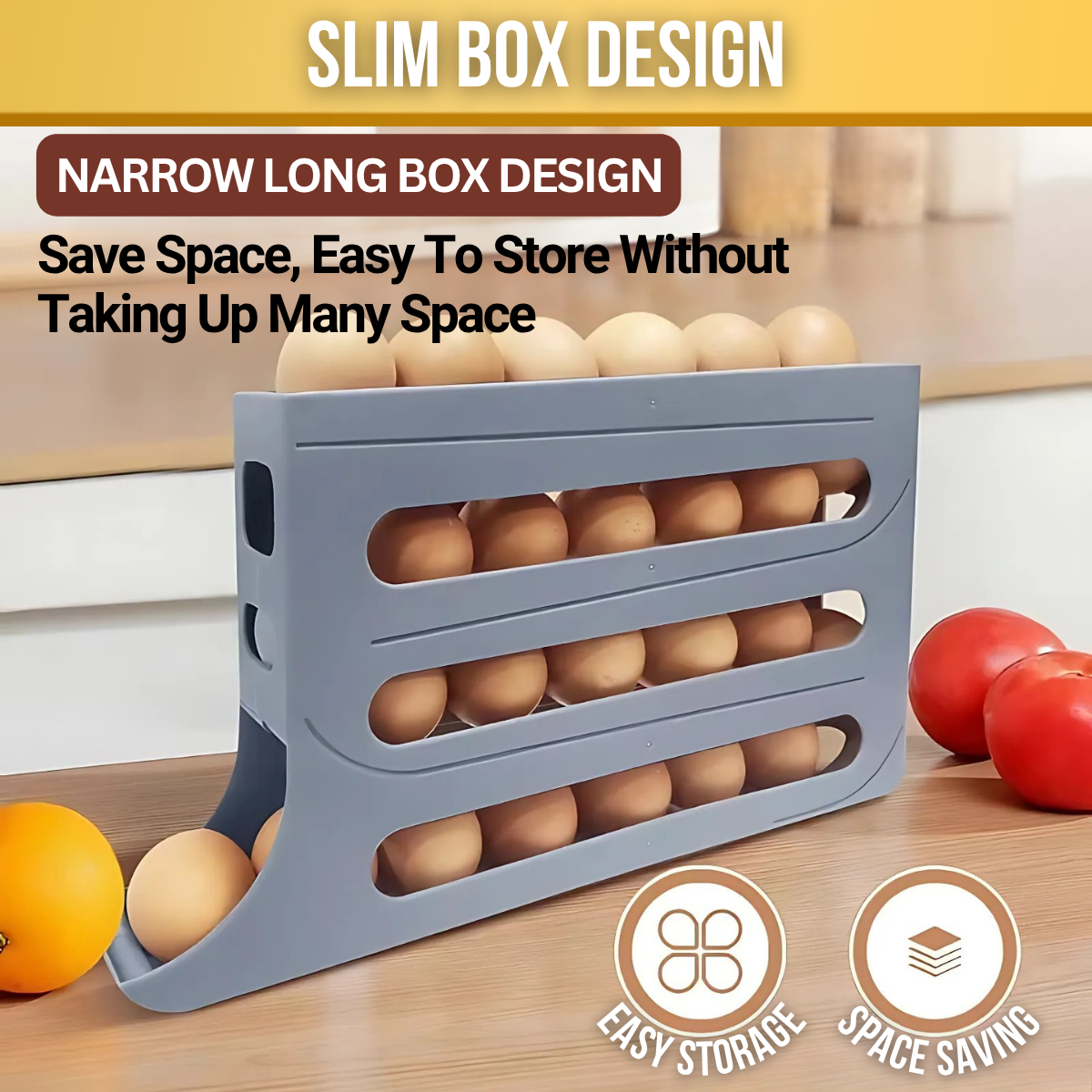 99LADIES Rak Telur 4 Tingkat Dispenser Telur Tatal Automatik 30 Grids ...
