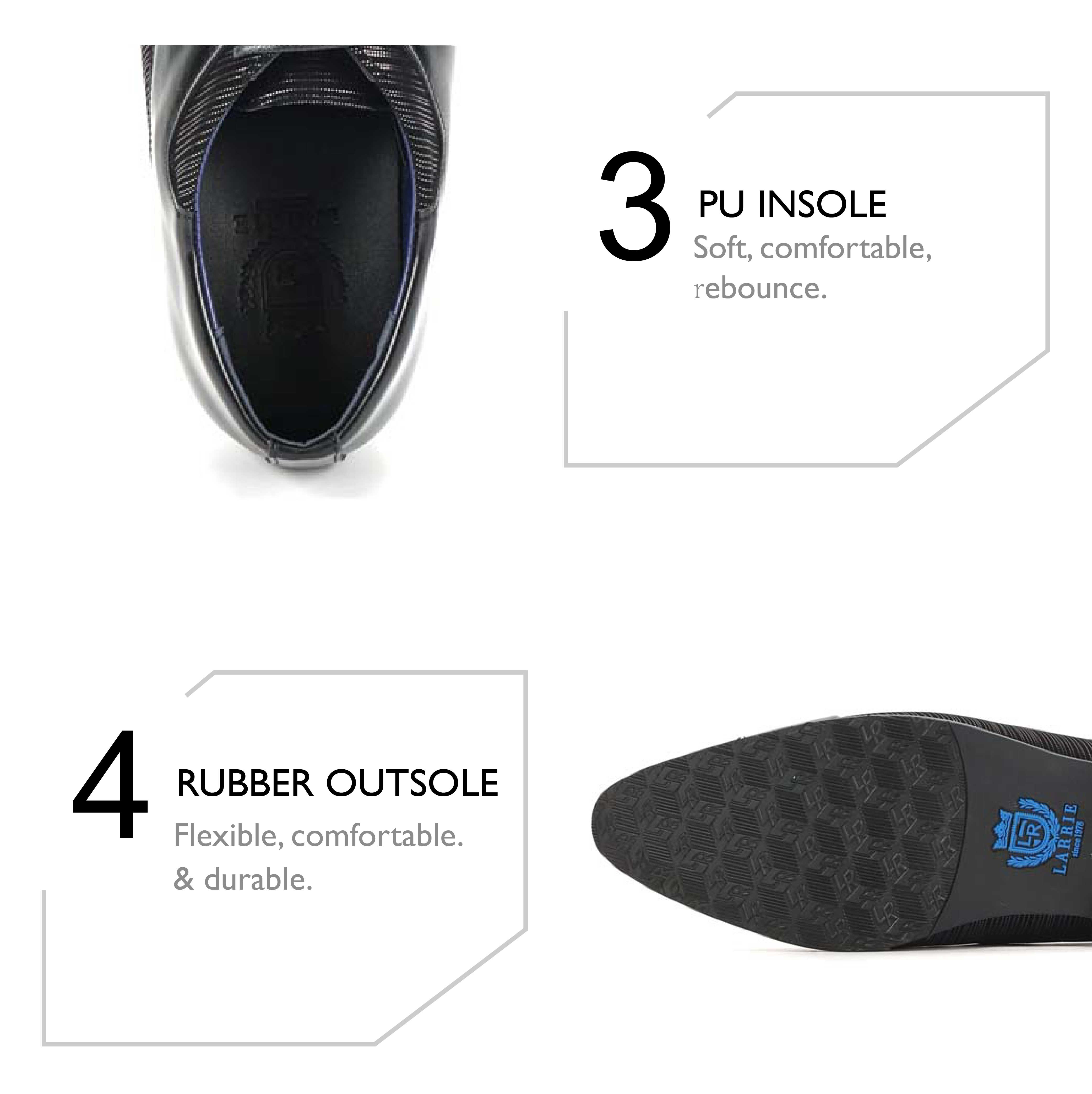 LR LARRIE Hitam Kasut Loafers Bertali Berkilat Premium untuk Bisnes ...