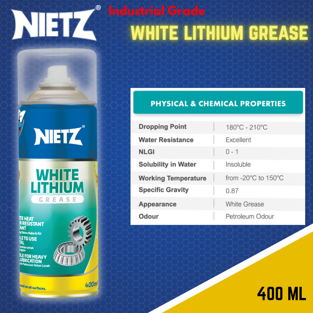 Nietz N10 Industrial Lubricant, White Lithium Grease, Degreaser ...