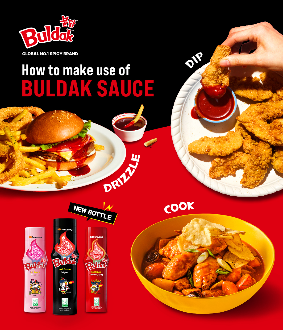 Samyang Buldak Hot Chicken Spicy Sauce - Carbonara (200g/Bottle ...