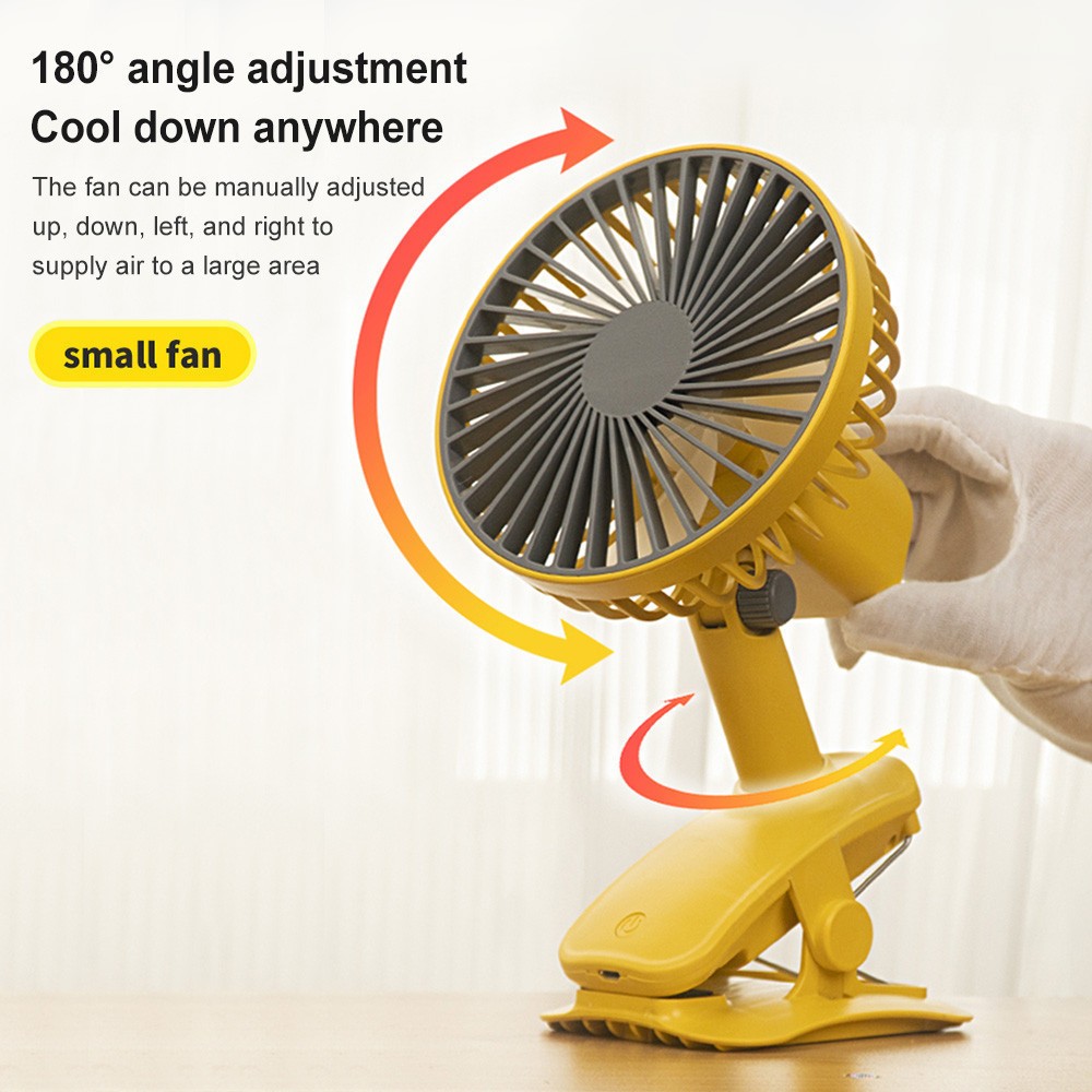 Mini USB Rechargeable Desk Fan with Auto-Rotate | 3-Speed Clip-On ...
