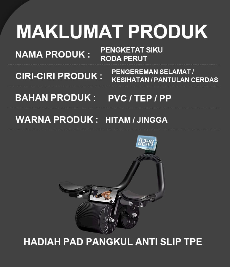 Ab Roller Wheel Sokongan Siku Auto Rebound Core Trainer Alat Senaman ...