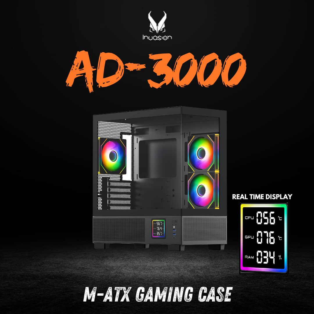 INVASION AD-3000 M-ATX Gaming Casing -(With Aurora Fans) | Shopee Malaysia