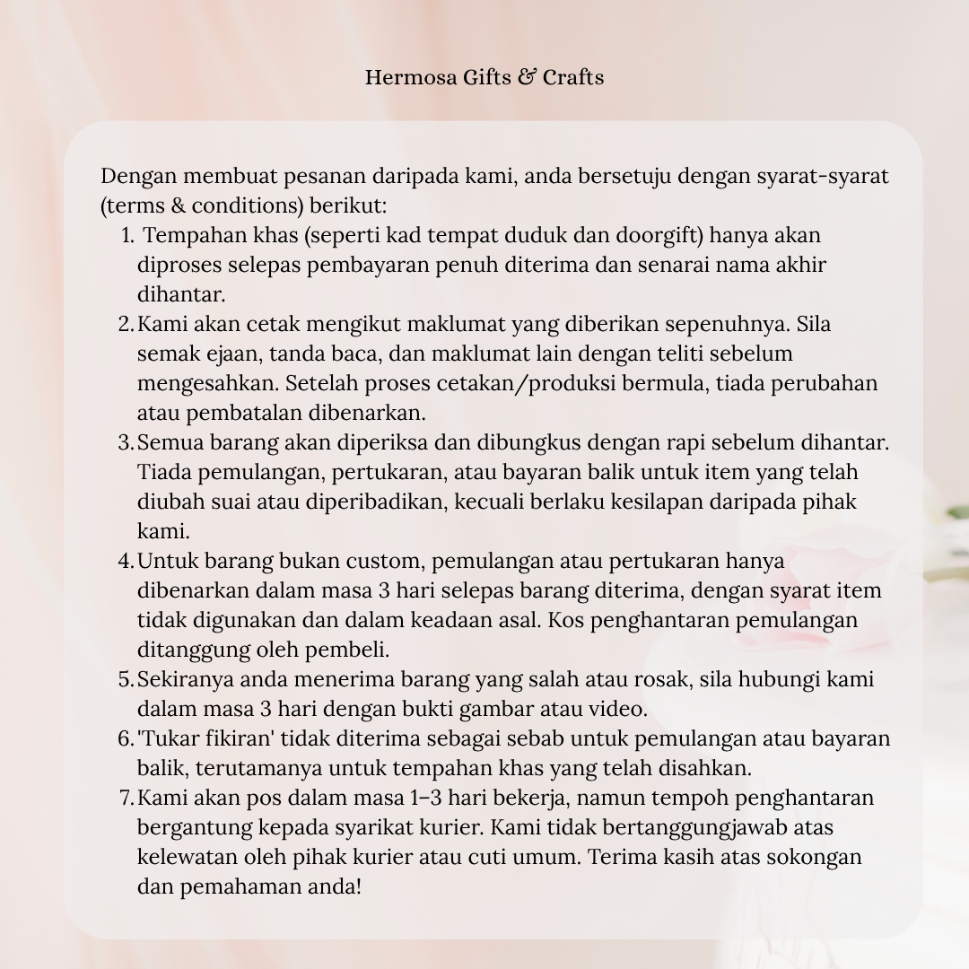 Kad Tempat Nama Tetamu Custom / Customized Guest Place Cards for ...