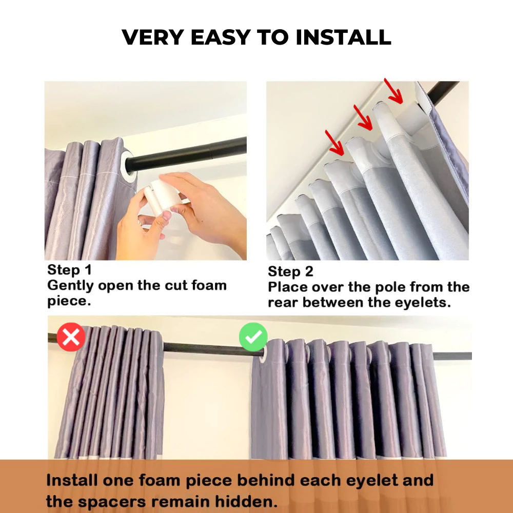 EZSAVER Curtain Spacer Sponge Span Langsir Bulat Nampak Cantik Ripple Eyelet Fold Window ...