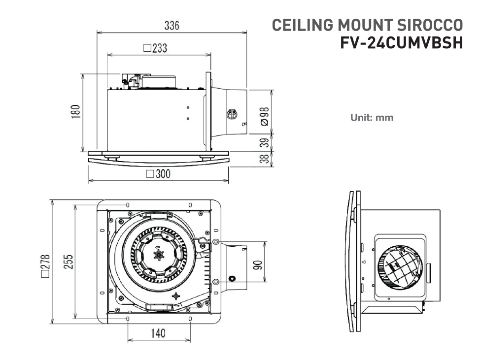 Panasonic Ceiling Mount Sirocco Ventilation Fan FV-17CU2MVBSH FV ...