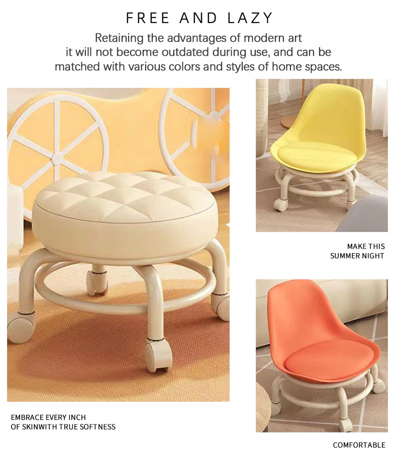 Swivel Low Stool Children Chair With Wheels Small Stool Pulley Moving ...