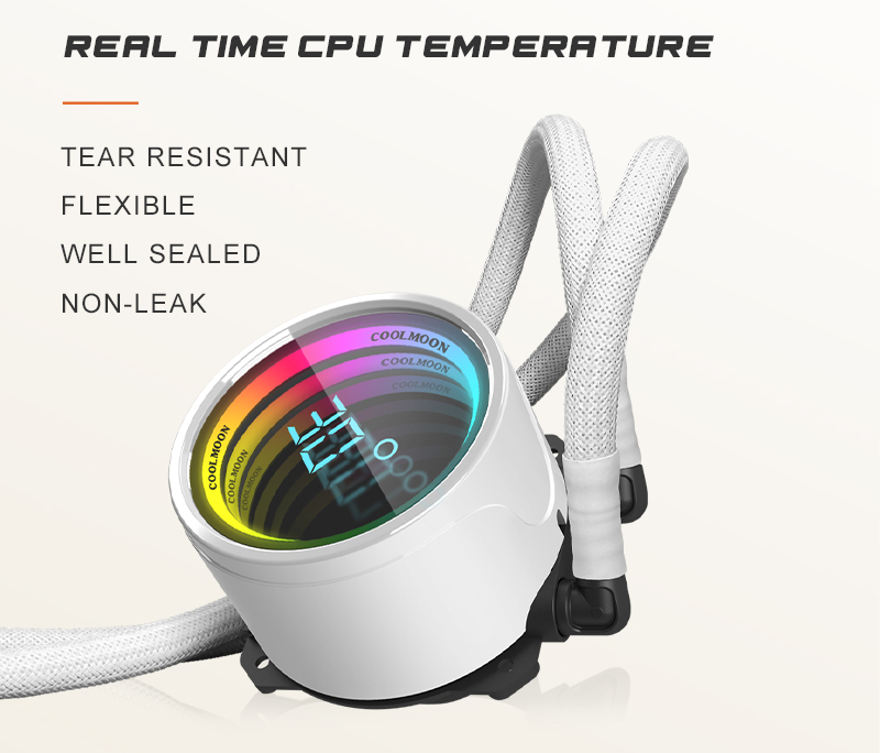 Coolmoon CPU Liquid Cooler ARGB 5V3P Intel AMD Temp Display Radiator ...