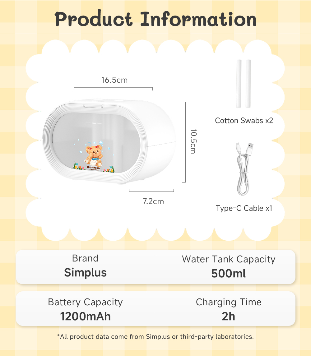 【Simplus×Butterbear】Humidifier Mini Desktop Dual-Spray with Ambient ...