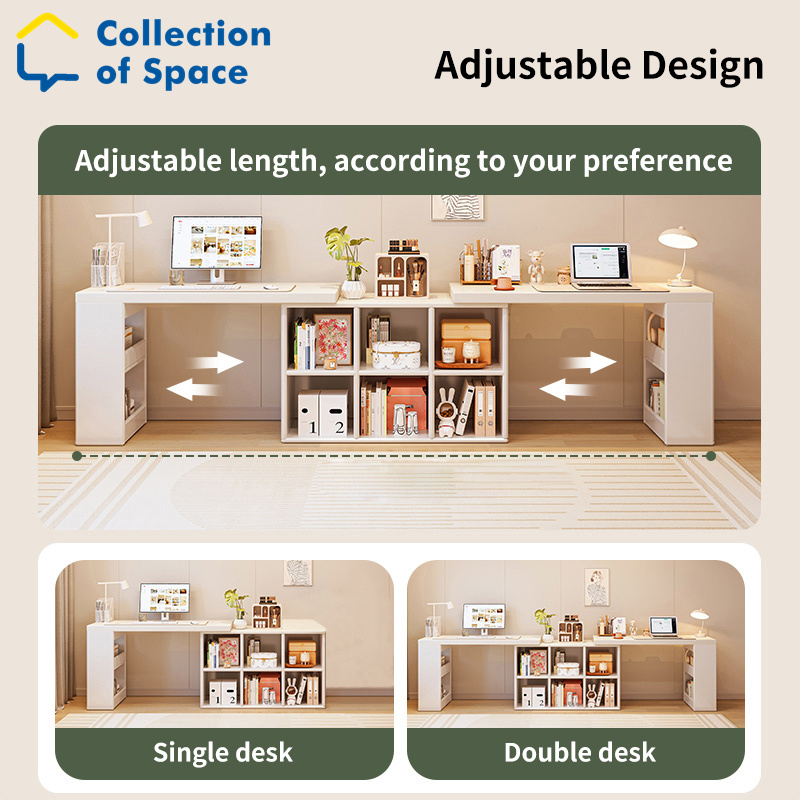 Meja Belajar Study Table with Bookshelf L Shape Computer Table Meja ...