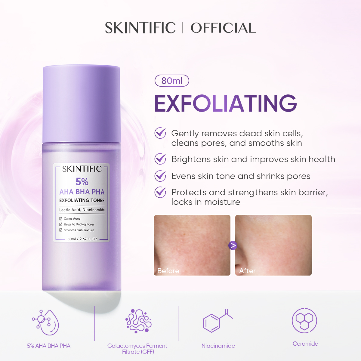 SKINTIFIC 5X Ceramide Soothing Skin Barrier Repair Glycolic Acid Daily ...