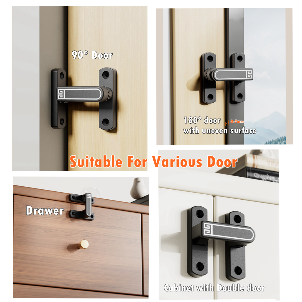90/180 Dual-use Door Latch Free Punch Door Latch Hasp Lock For Slide ...