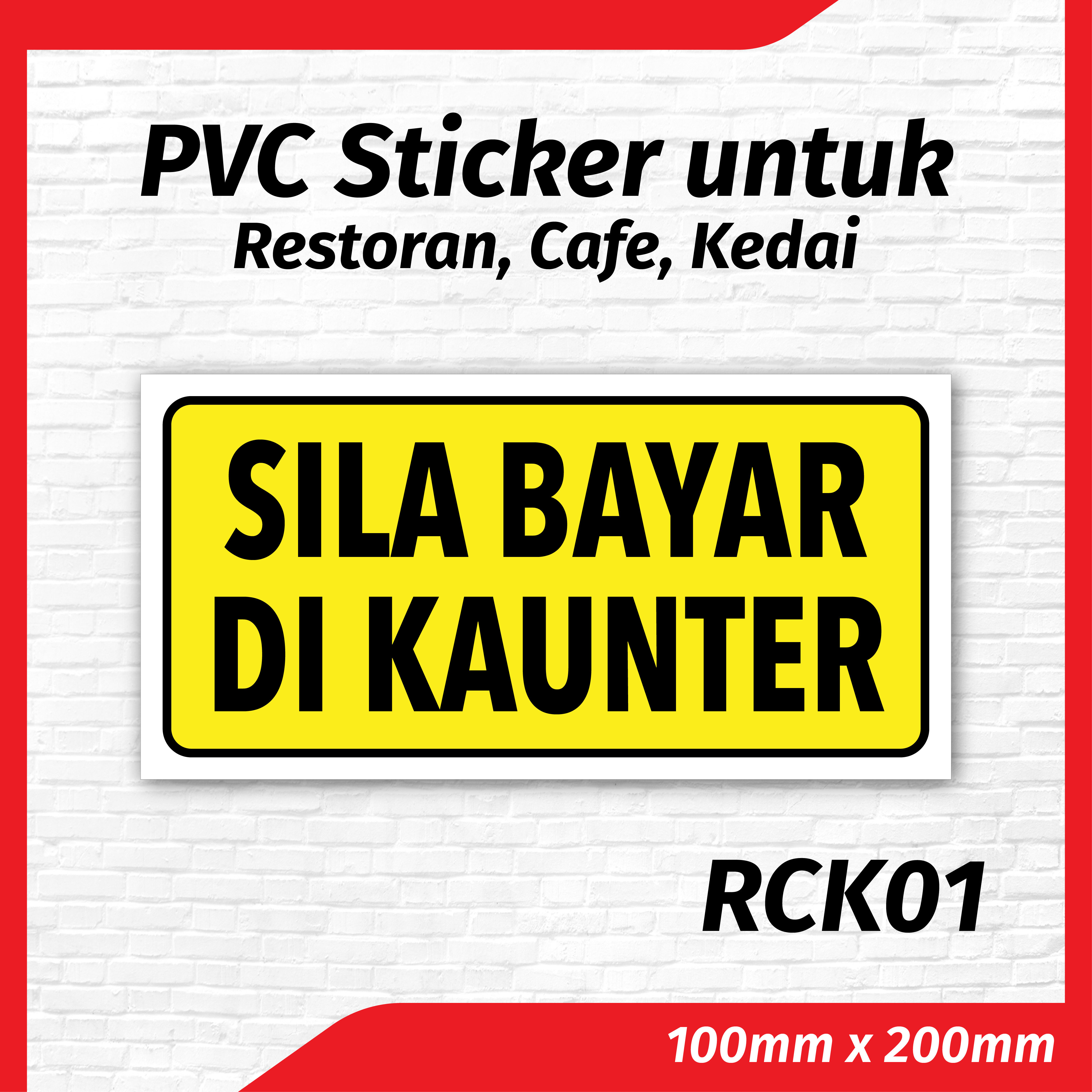 Sticker PVC untuk Restoran / Cafe / Kedai Makan (10cmx20cm ...