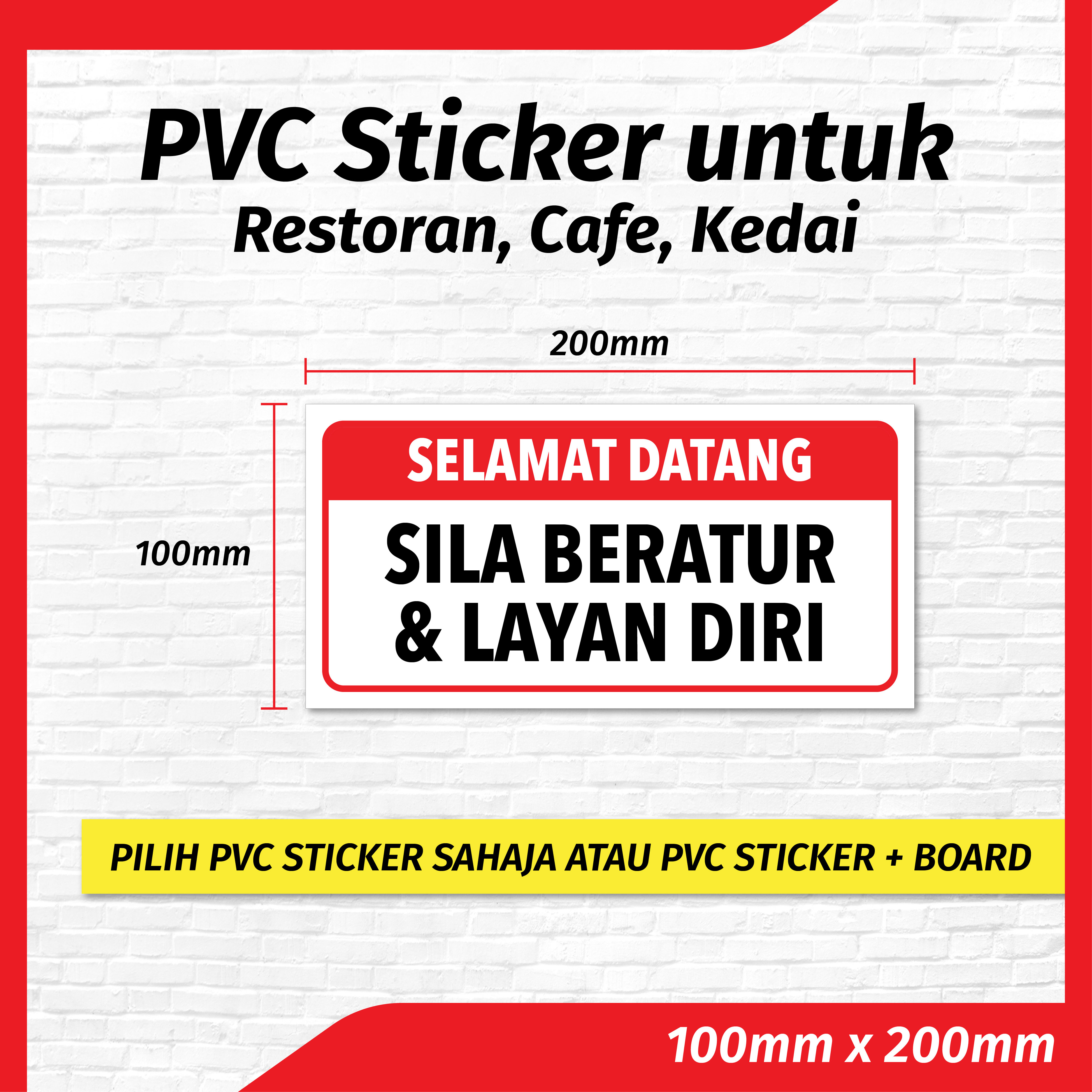 Sticker PVC untuk Restoran / Cafe / Kedai Makan (10cmx20cm ...