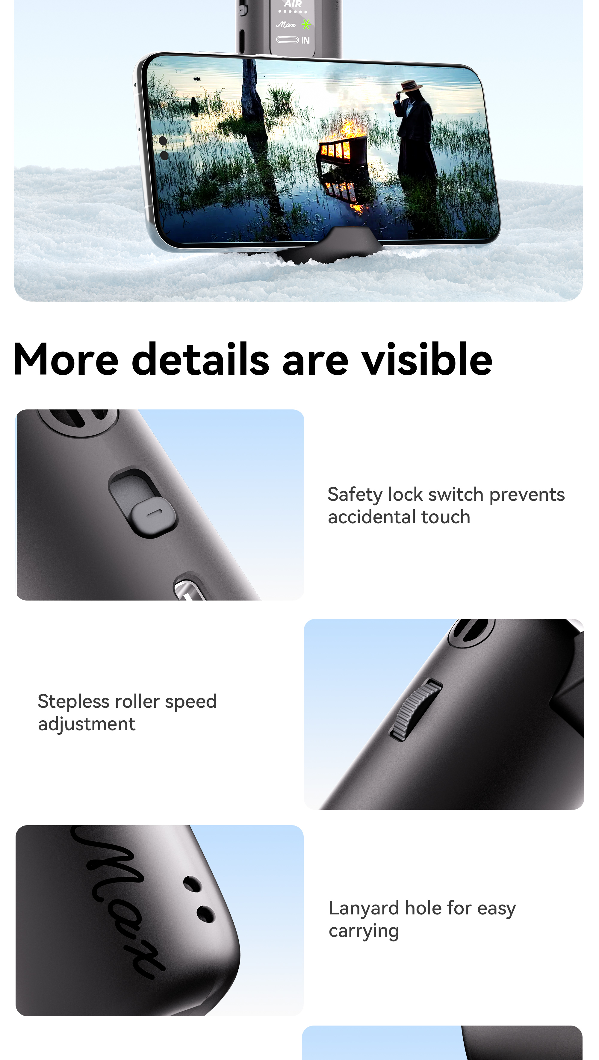 Amgras MetaHeld Fan Max portable handheld fan cooling ultra-high speed ...