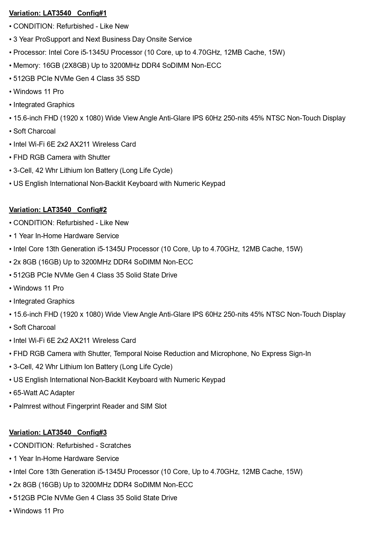 Dell Latitude 15 3540 Laptop Komputer Riba ( Intel i5-1345U/i5- 1235U ...