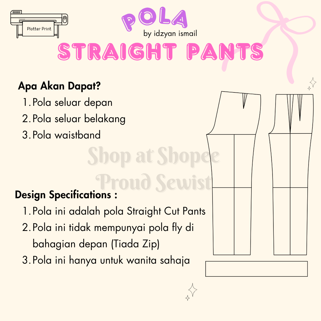 MUDAH JAHIT POLA SELUAR STRAIGHT CUT STRAIGHT CUT PANTS POLA SELUAR ...