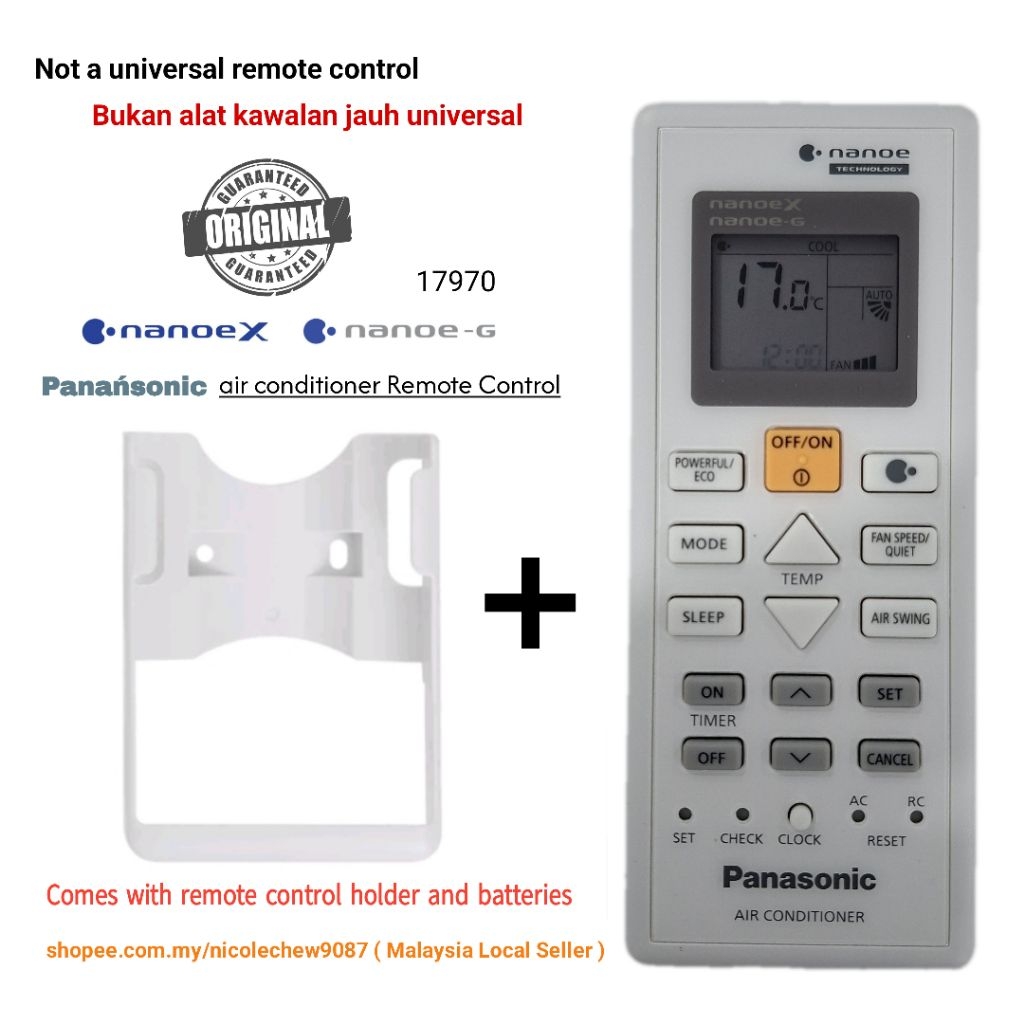 Original Panasonic nanoe-G nanoeX air conditioner Remote Control 17970 ...