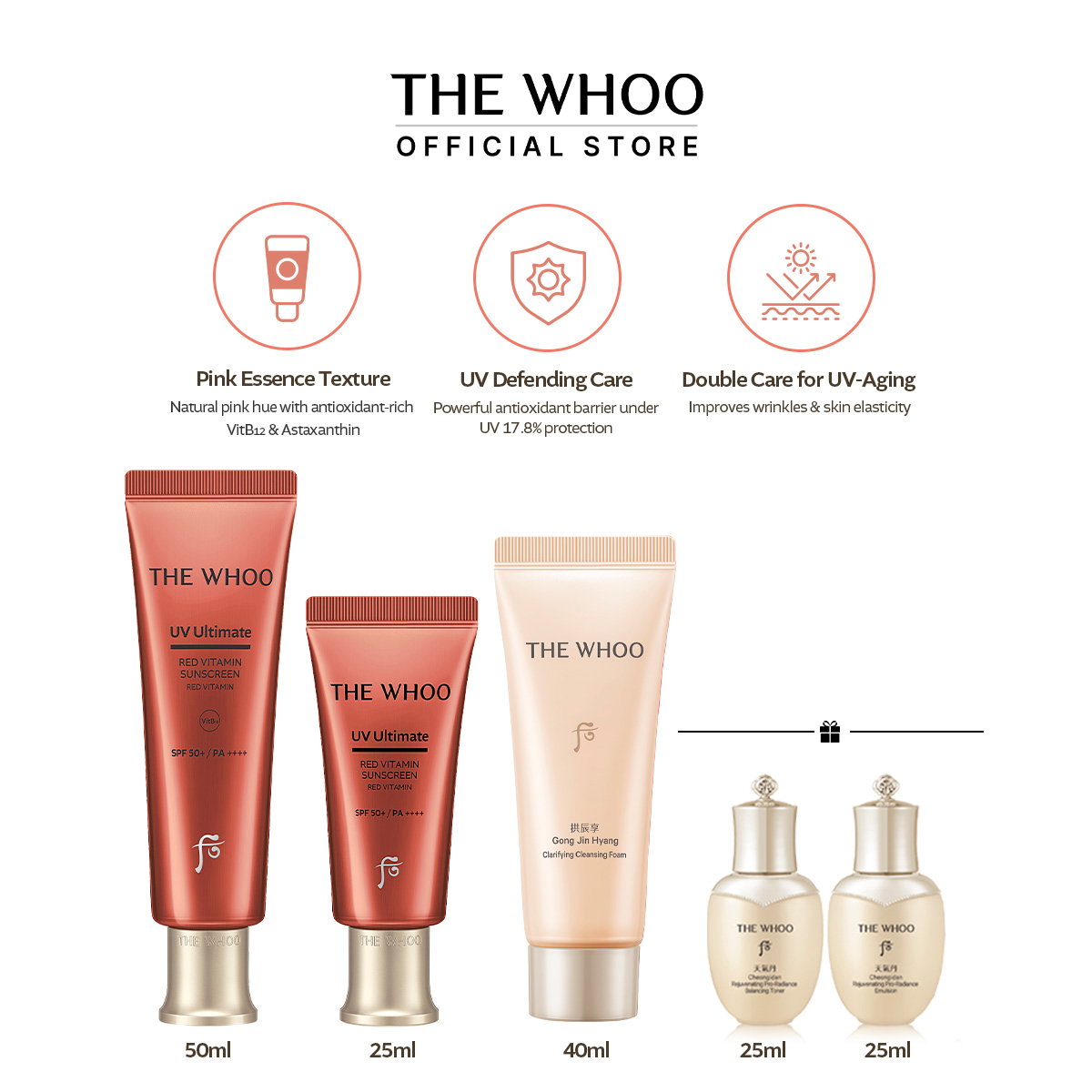 THE WHOO UV Ultimate Red Vitamin Sunscreen | SPF 50+ PA++++ | UV ...