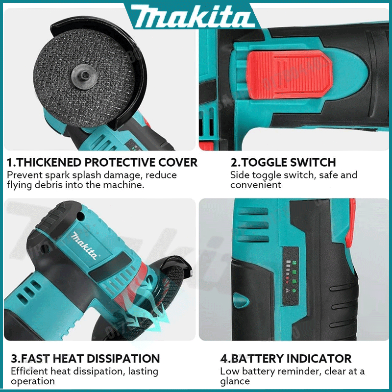 Makita Cordless Angle Grinder Rechargeable Grinding Machine Power Tool ...