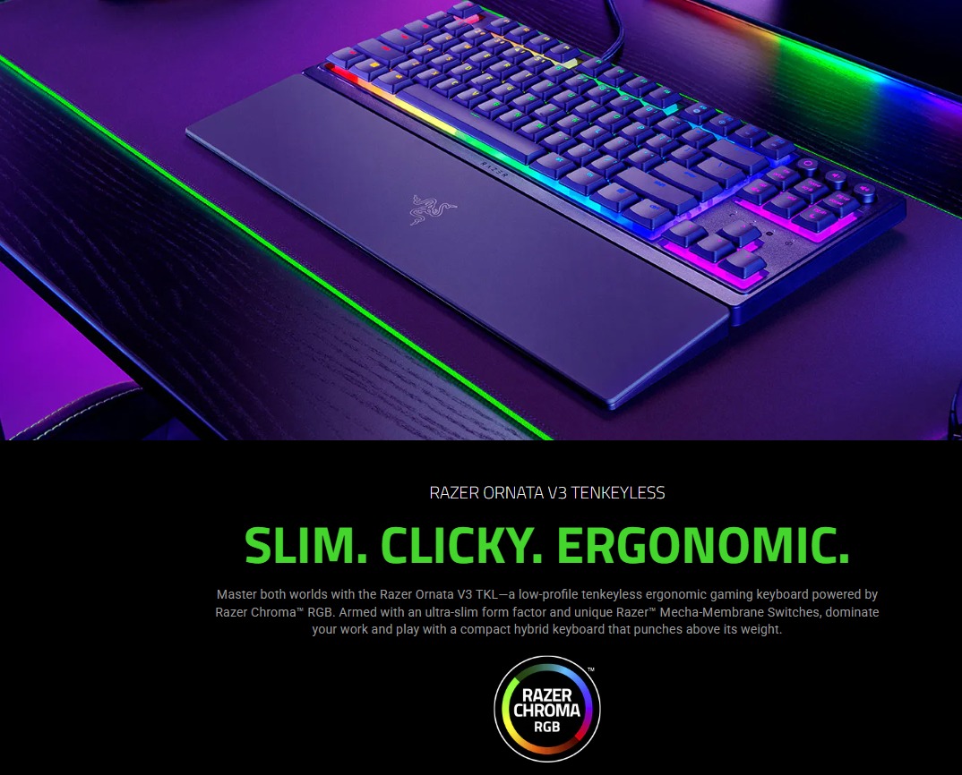 Razer Ornata V3 Low Profile RGB Gaming Keyboard Full TKL Kuromi ...