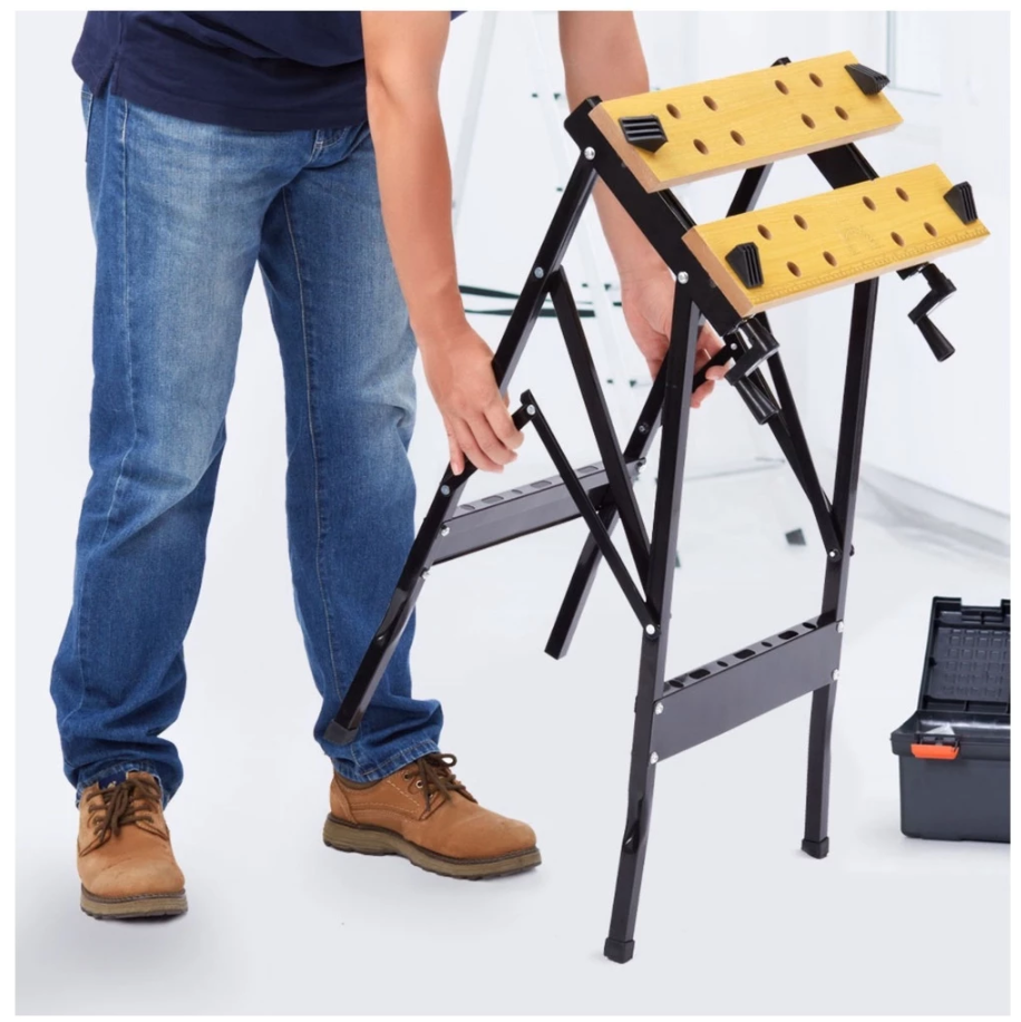 WORKPRO 70KG Folding Portable Work Bench WP289026 Working Station Table ...