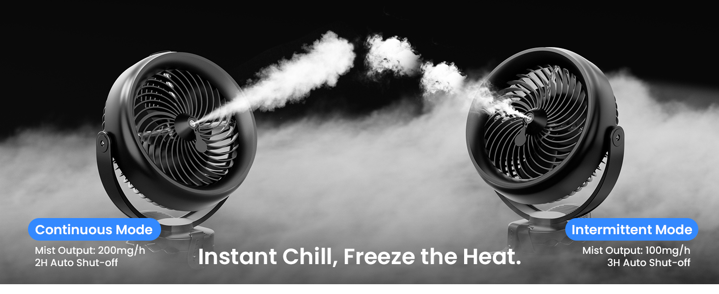 ATENGE 9-inch 10000mAh Mist Fan Portable Clip Fan USB Type C Charging ...