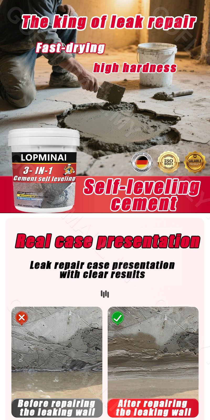 self leveling cement Quick drying cement For home use waterproof wear ...