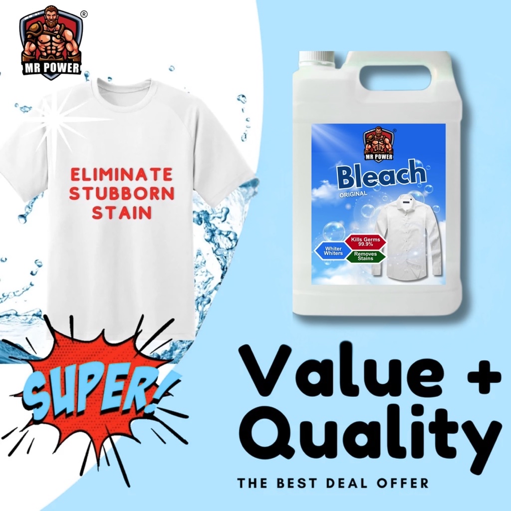 Mr Power Bleach 5L - Cairan Pemutih 99.9% Anti Bakteria untuk Lantai ...