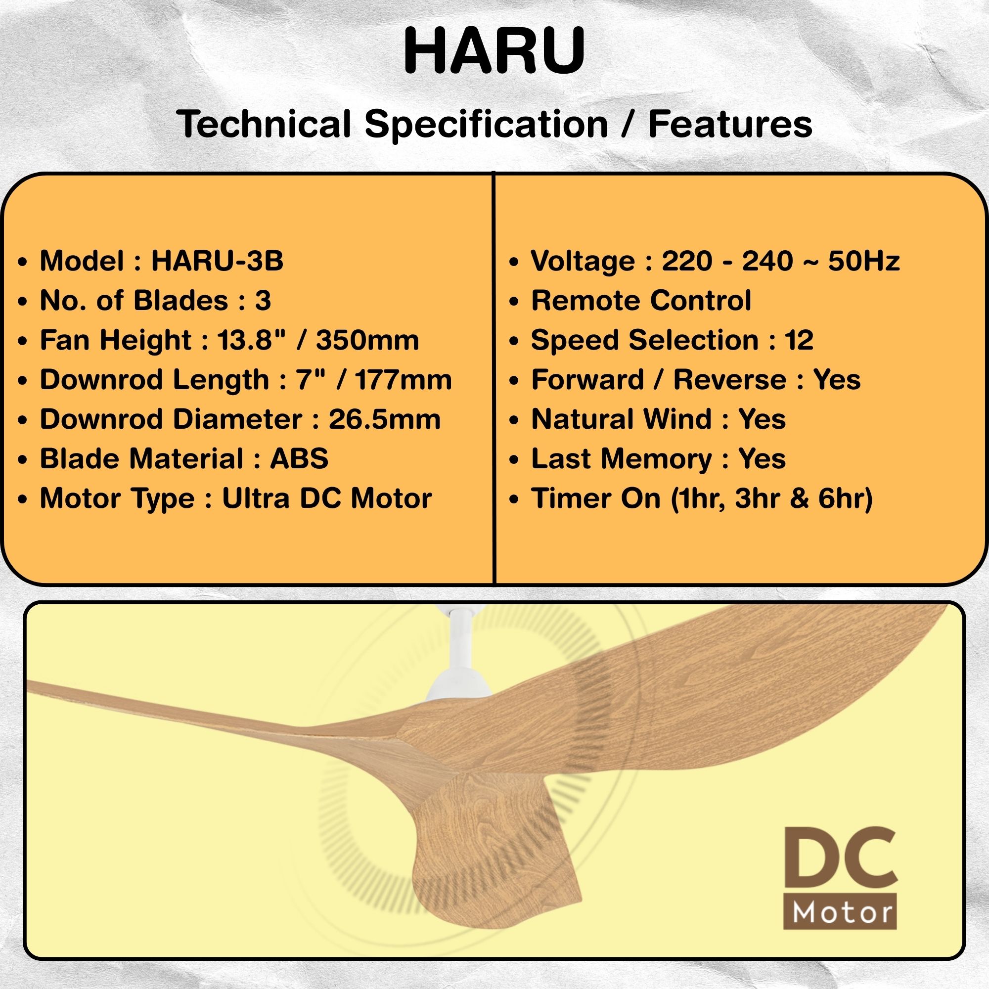 【Free Shipping + FreeGift】Alpha HARU KAZE 56" Ceiling Fan | Strong Air ...