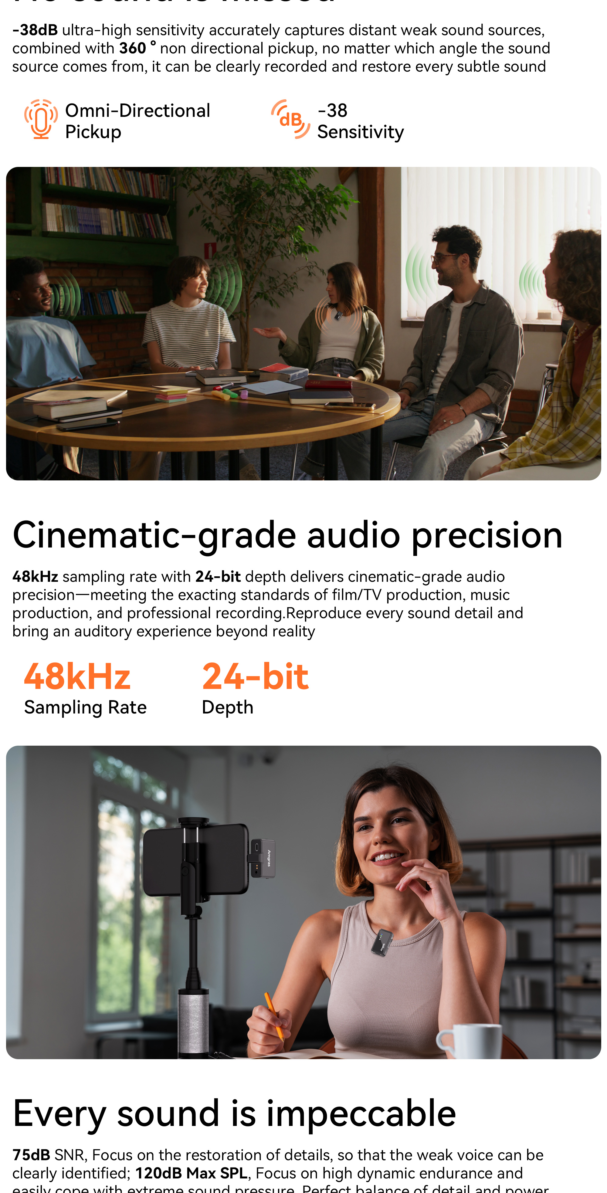 Amgras SoundMeta XTS Wireless Microphone Mobile Phone Camera Vlog/Live ...