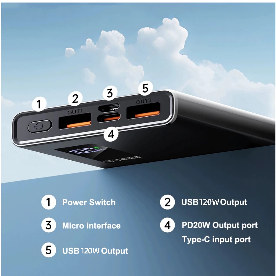 100000Mah Power Bank 120W Super Fast Charging Digital Display ...