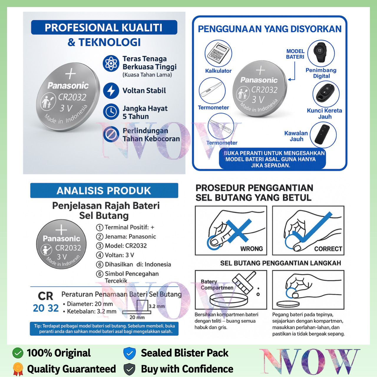 Original Panasonic 5pcs CR2032 CR2025 CR2016 Battery 3V Lithium Cr2032 Cr2016 Cr2025 2032 Watch ...