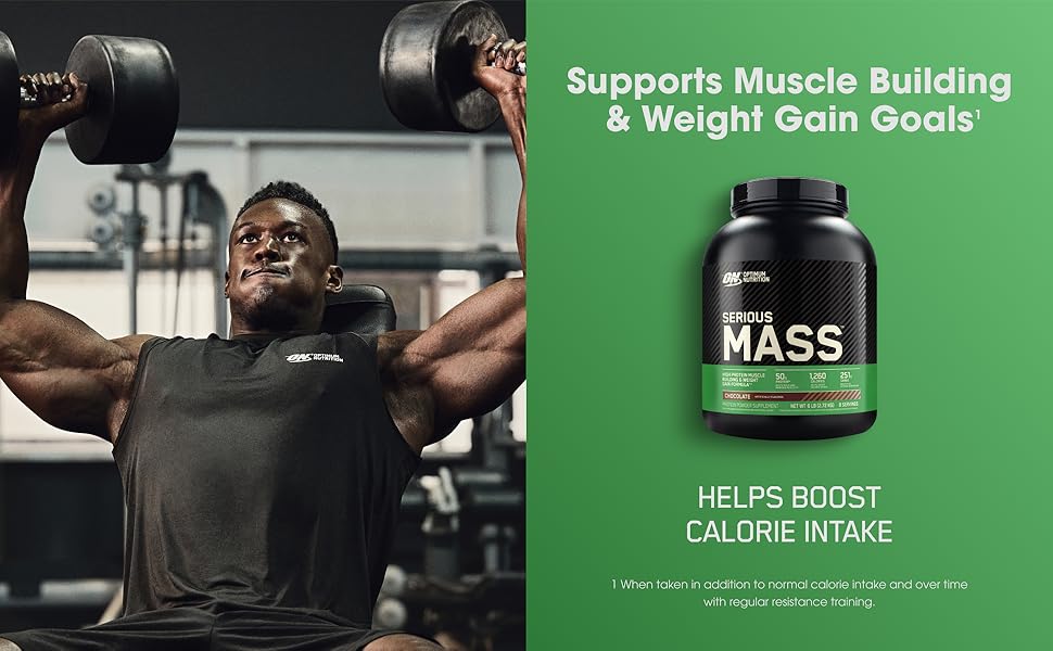 ON Serious Mass 12Lbs/5.4Kg Flavour Chocolate (Free Gift) - Mass Gainer ...