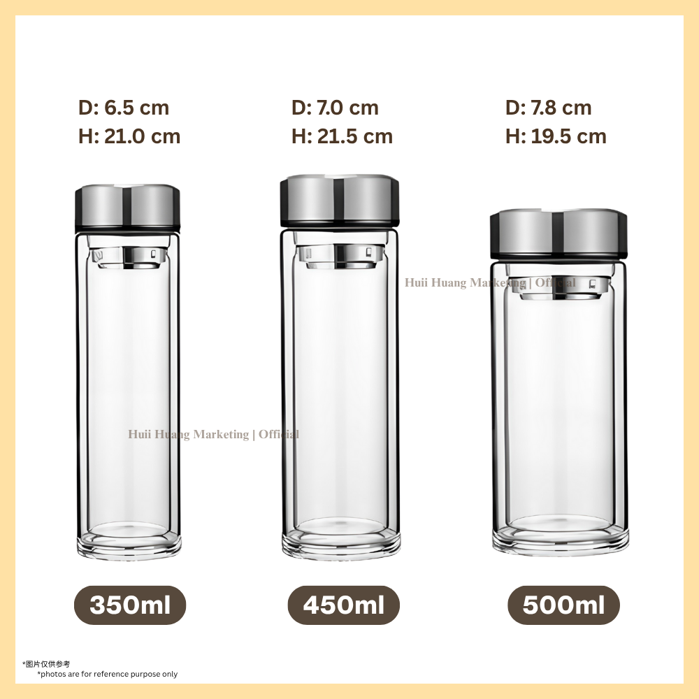 Double Layer Glass Bottle Tea Filter Bottle FREE Cup Sleeve Office ...