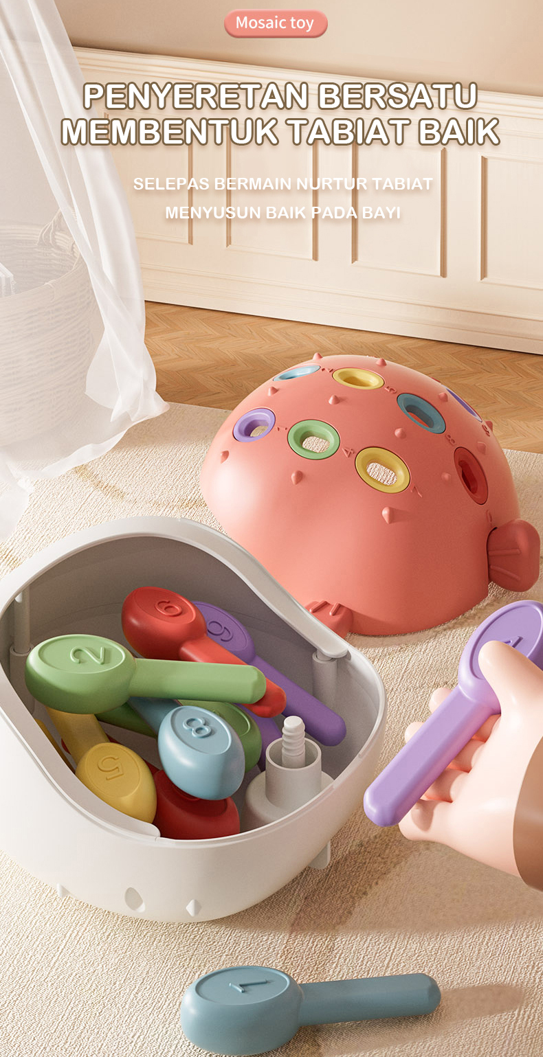 Comel Pufferfish Insert Toys Montessori Number Color Matching Early ...