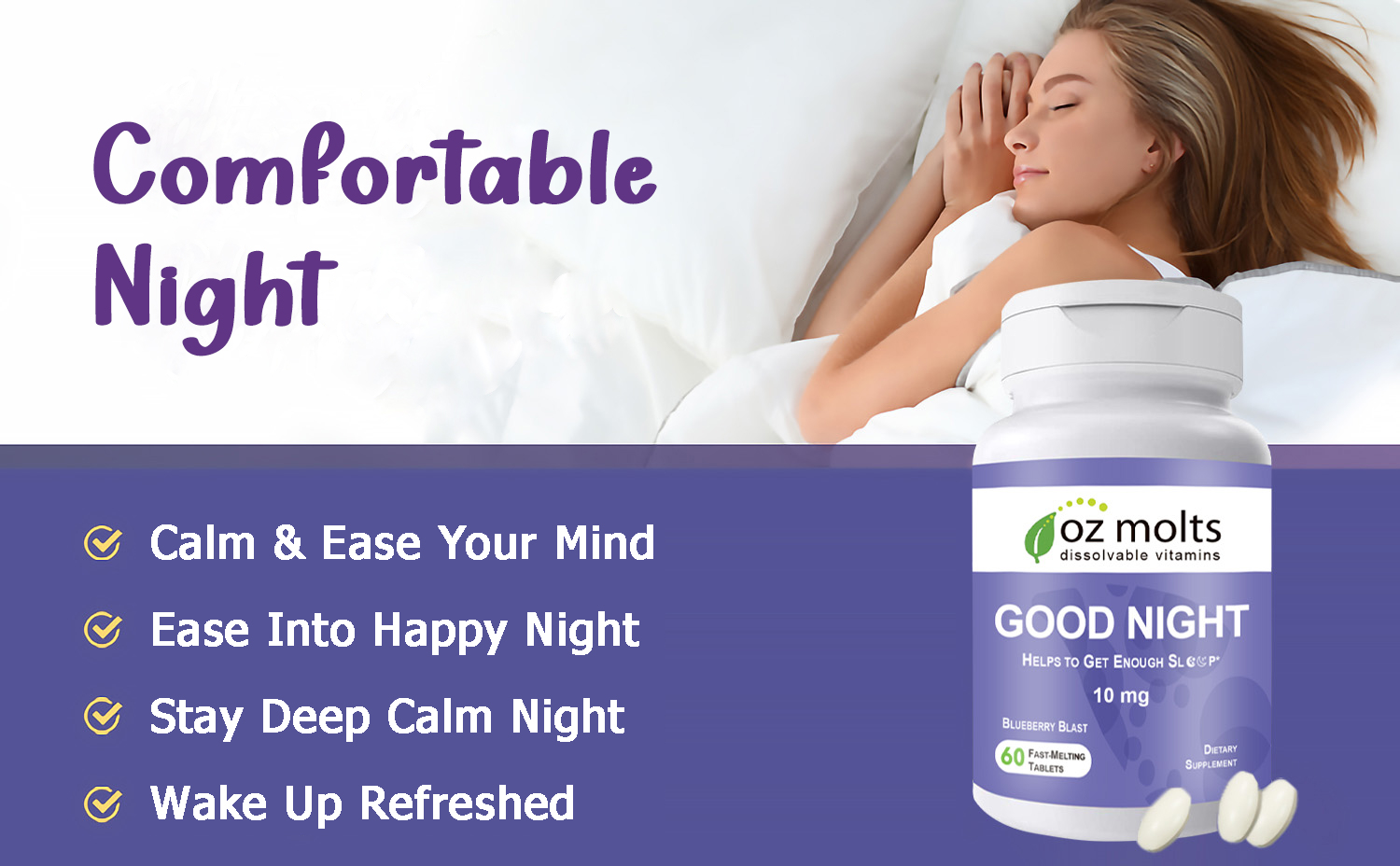 Ozmolts Good Night Chewables Relaxing Supplements Tablets Hair Loss ...