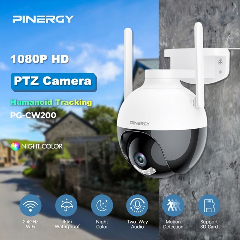 PINERGY CW200 CCTV WiFi Camera – 1080P PTZ, Night Vision, Two-Way Audio ...